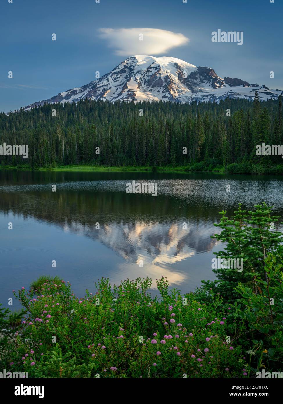 Mount Rainier and Reflection Lake; Mount Rainier National Park ...