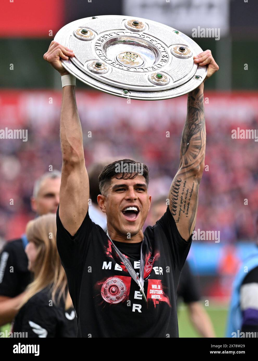 Leverkusen, Germany. 18th May, 2024. Soccer, Bundesliga, Bayer Leverkusen - FC Augsburg ...