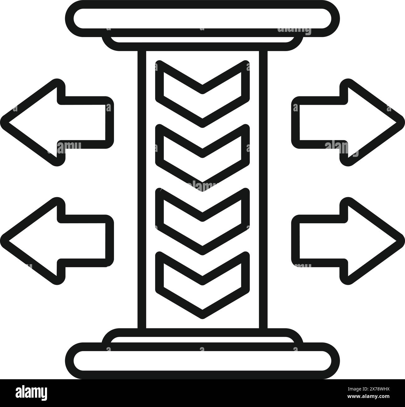 Expandable and adjustable signpost vector icon with arrows, direction ...