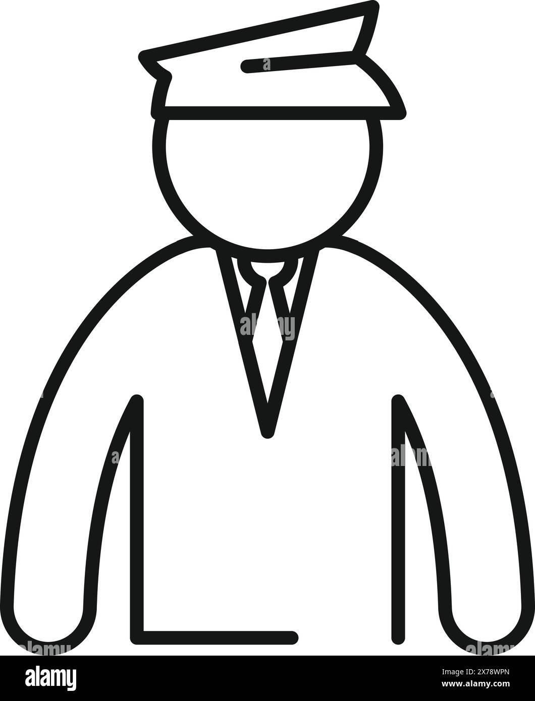 Simple black and white line drawing of a police officer in uniform ...