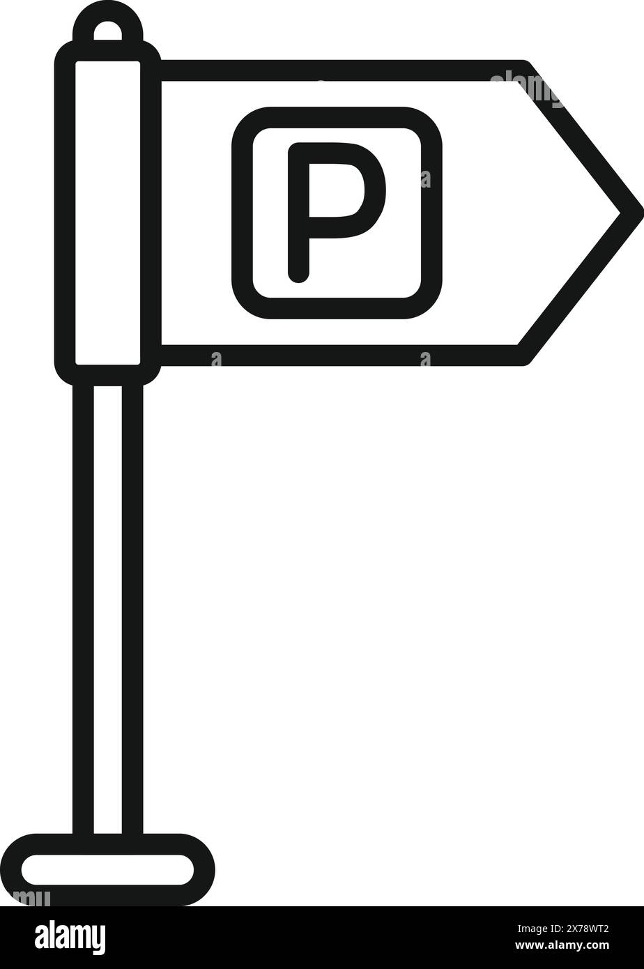 Black and white line art vector of a parking sign, isolated on white ...