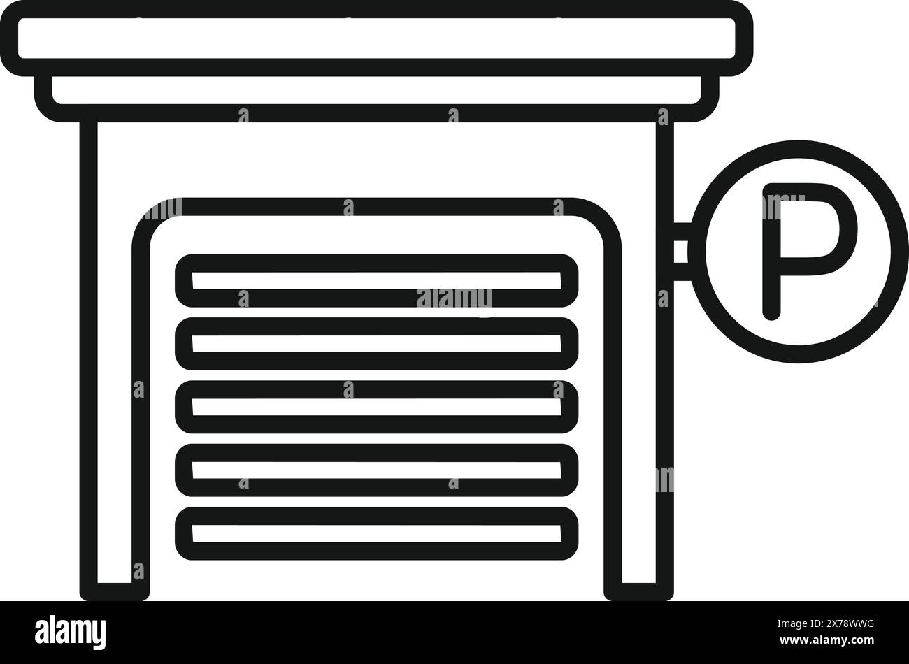 Line art vector icon of a parking garage sign with a prominent 'p ...