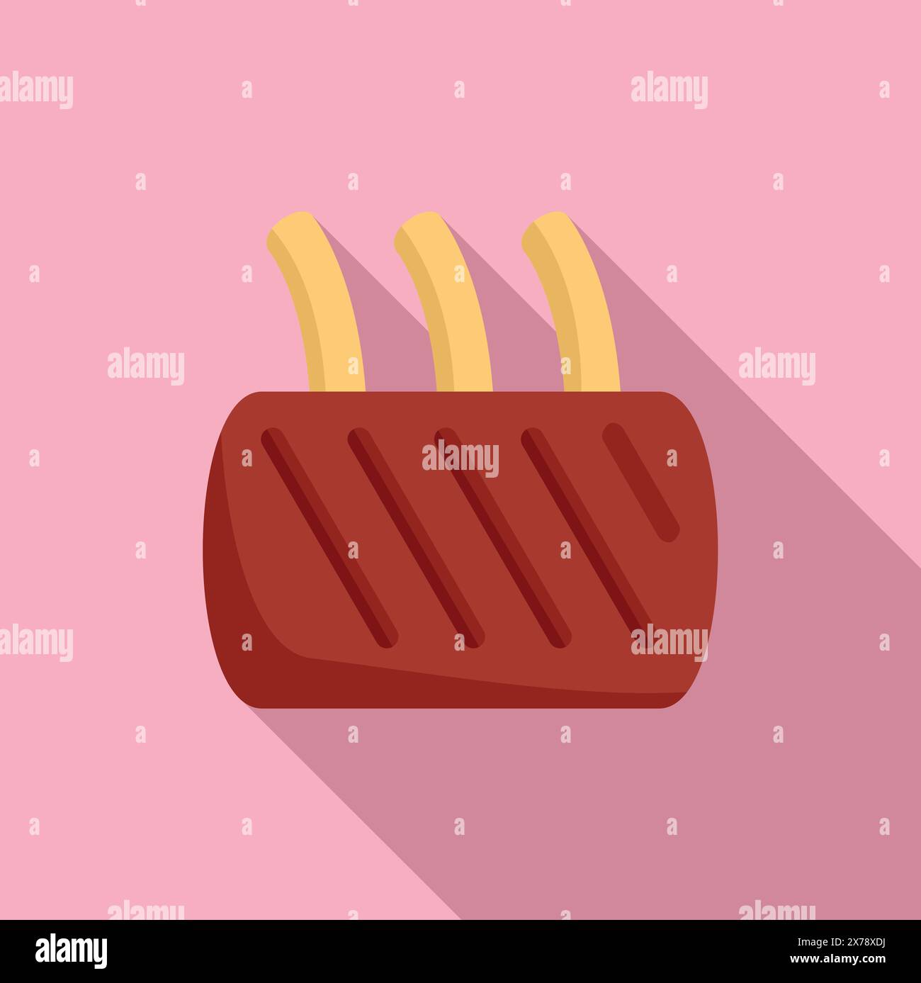 Digital illustration of stylized french fries in a red carton against a ...