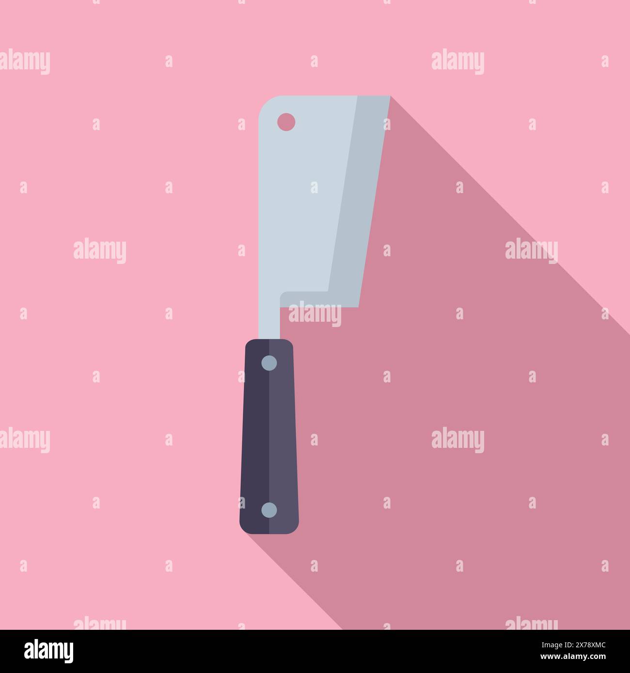 Vector illustration of a butcher's cleaver with shadow on a pink ...