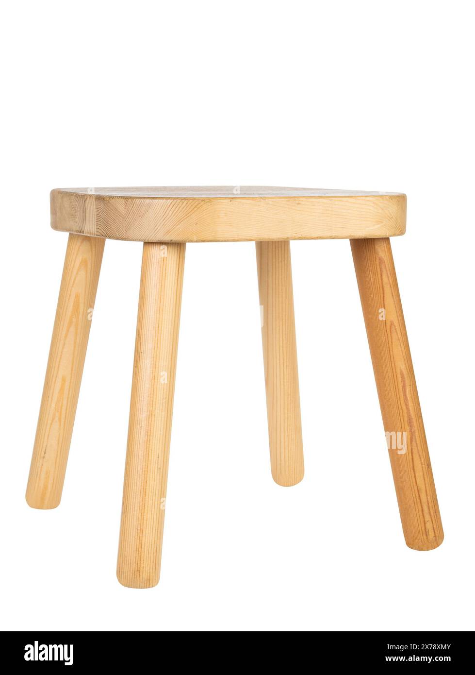 Wooden stool isolated on white background Stock Photo - Alamy