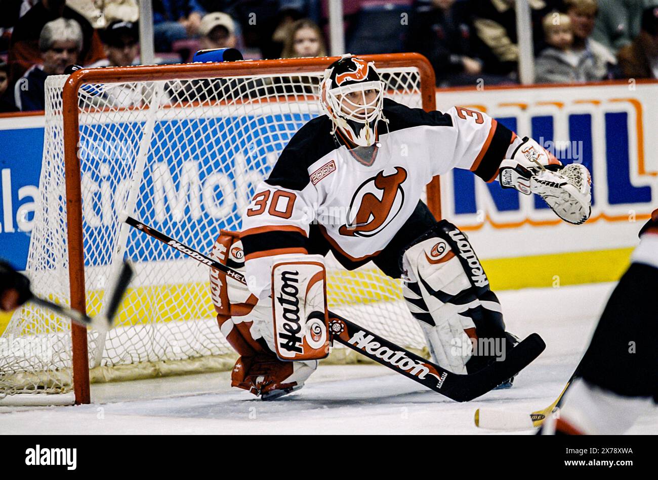 Martin Brodeur, NJ Devils, goalie in a game in 1999 Stock Photo - Alamy