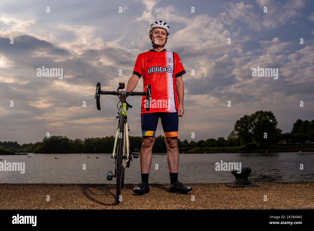 Milton Keynes, UK. 18th May, 2024. Mark Crowther, who has cycled to ...