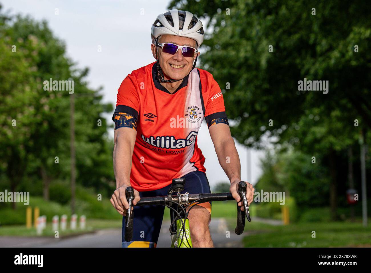 Milton Keynes, UK. 18th May, 2024. Mark Crowther, who has cycled to ...