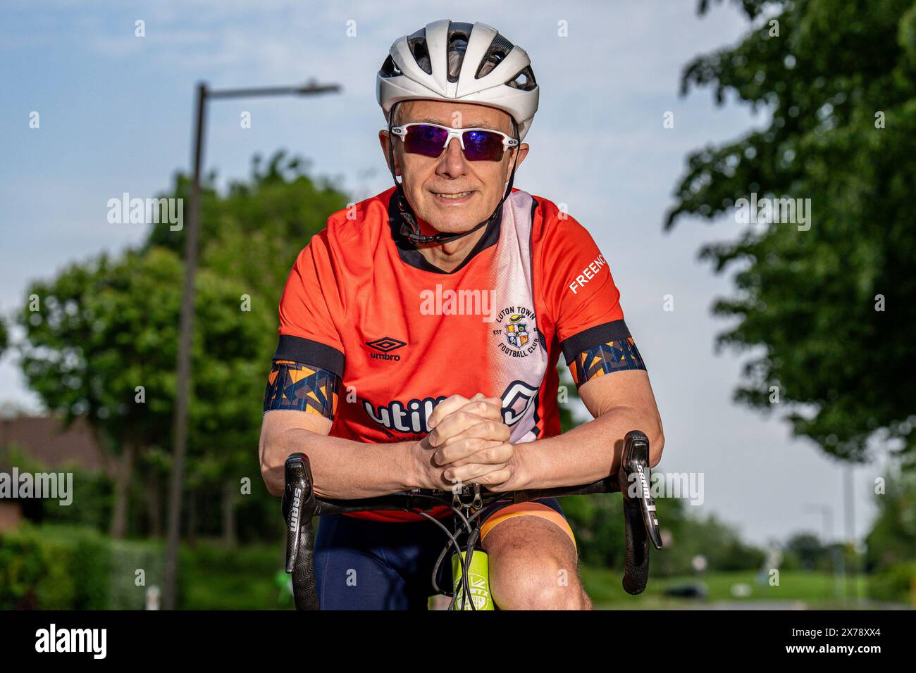 Milton Keynes, UK. 18th May, 2024. Mark Crowther, who has cycled to ...