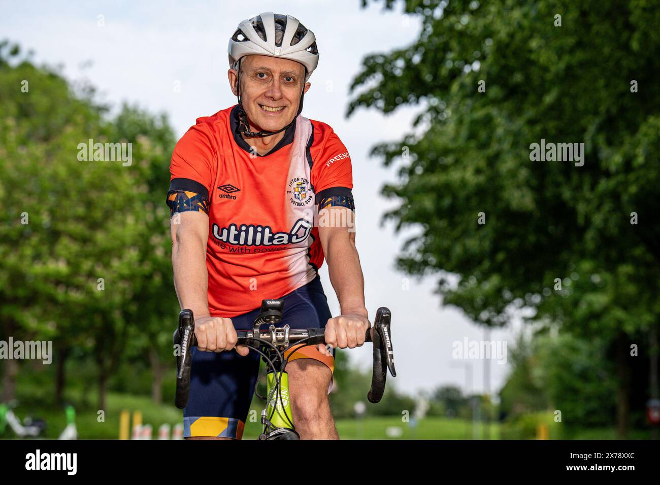 Milton Keynes, UK. 18th May, 2024. Mark Crowther, who has cycled to ...
