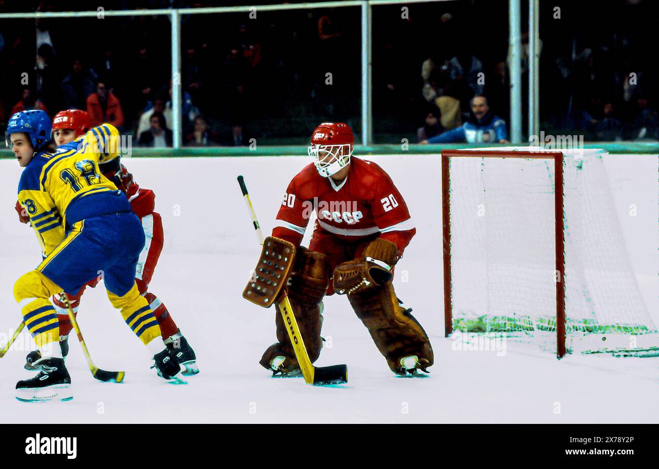 Vladislav Tretiak (URS) goalie during the 1984 Olympic Winter Games ...