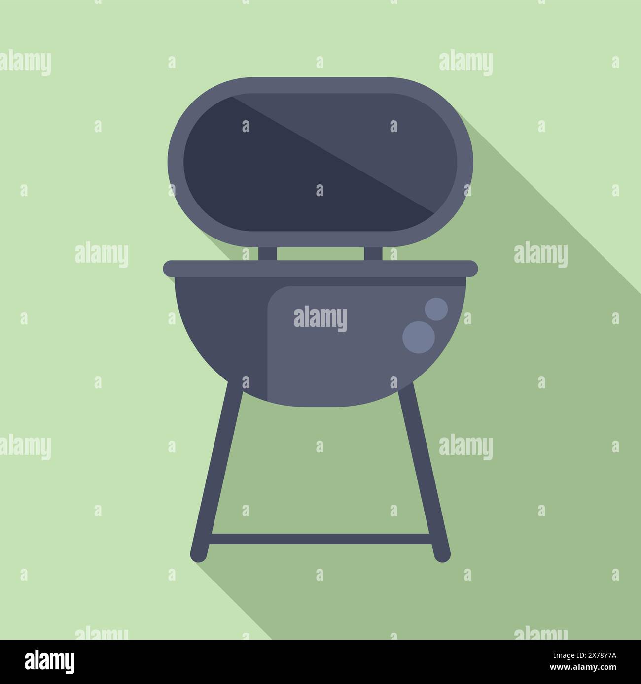 Vector graphic of a simple flat design barbecue grill with shadow on a ...