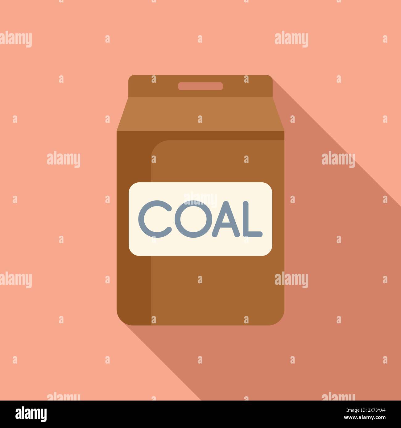Minimalist illustration of a paper coal bag on a pastel pink backdrop ...