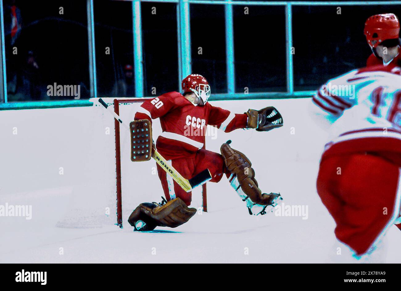 Vladislav Tretiak (URS) goalie during the 1984 Olympic Winter Games ...