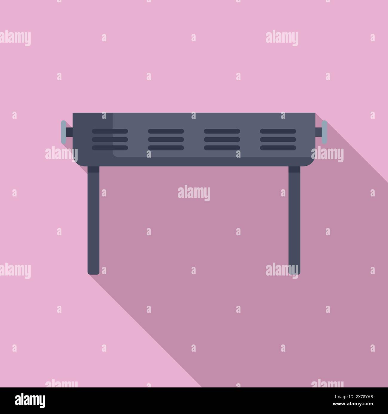 Minimalistic vector artwork of a barbecue grill on a pink background ...