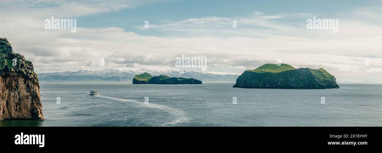 A panoramic view of the Vestmannaeyjar (Westman Islands) in Iceland ...