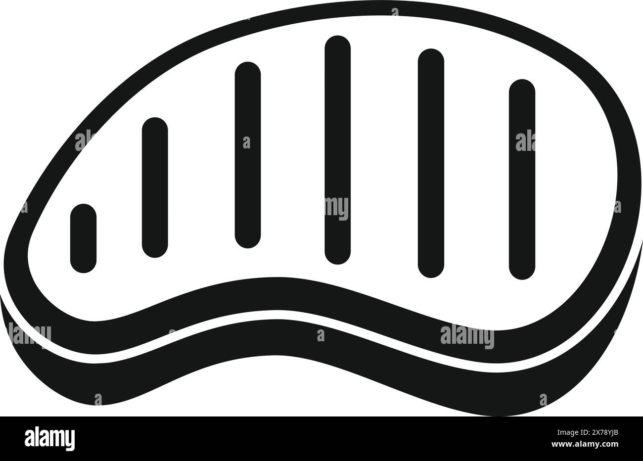 Simplistic graphic representation of a grilled steak in monochrome ...