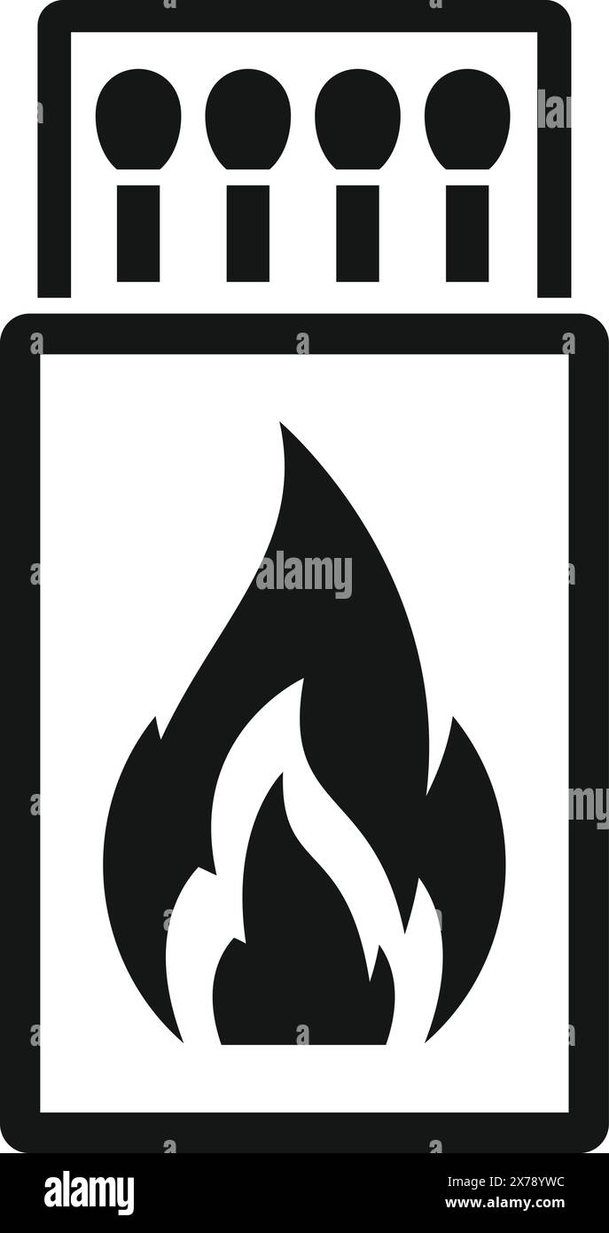 Simplified illustration of a lighter with a flame symbol, in high ...