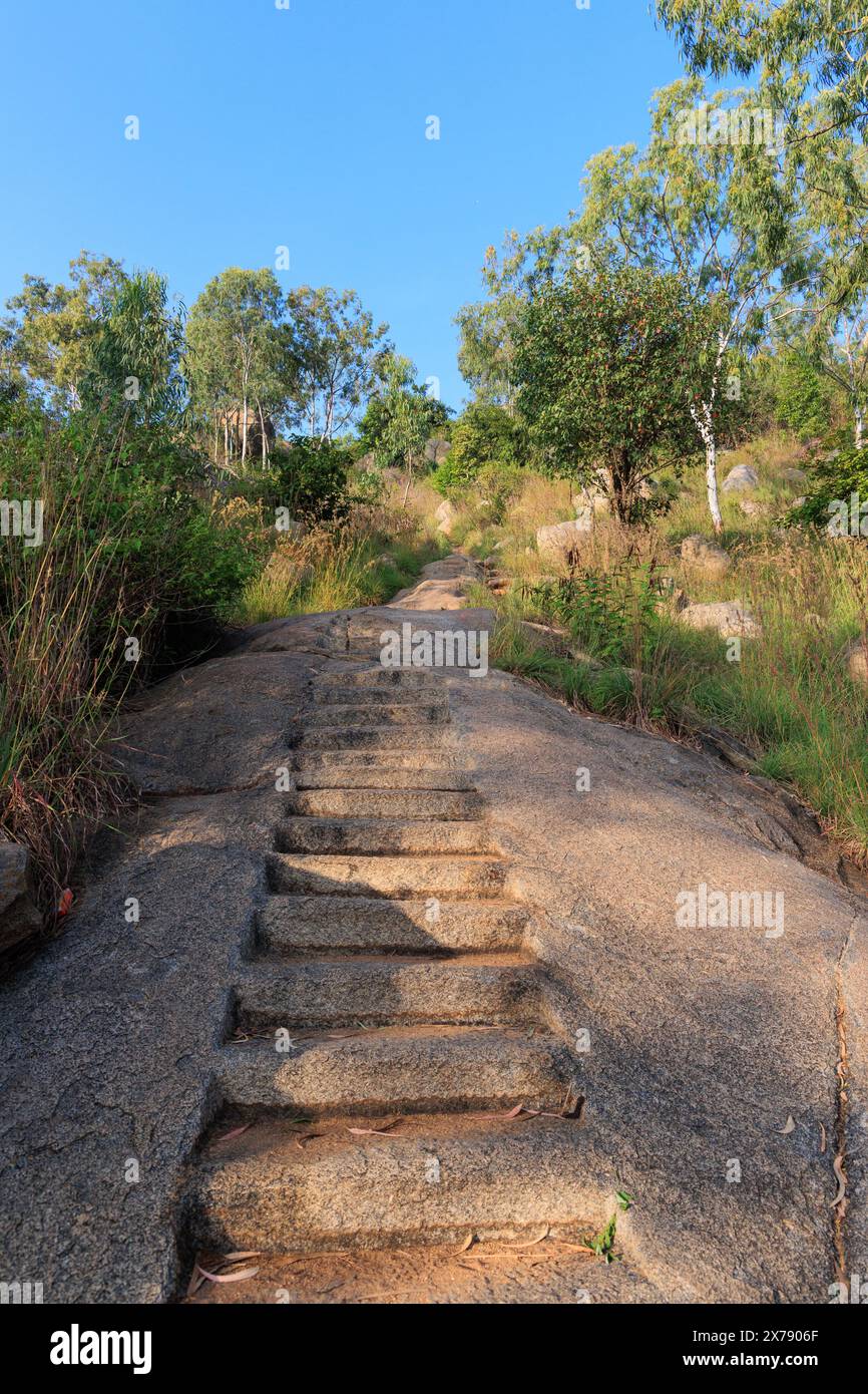 Steps carved on huge rocks at the start of the trek to Antar Gange ...