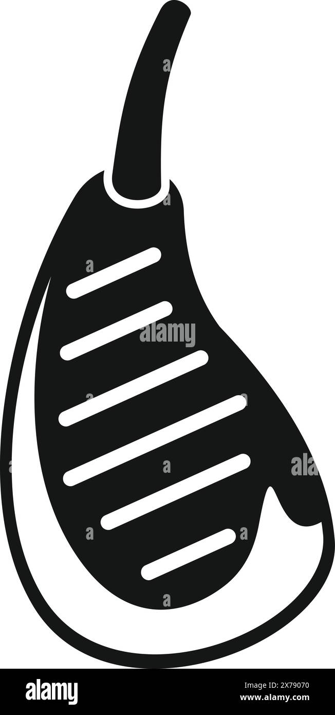 Contemporary black and white illustration of a simplified pear shape ...