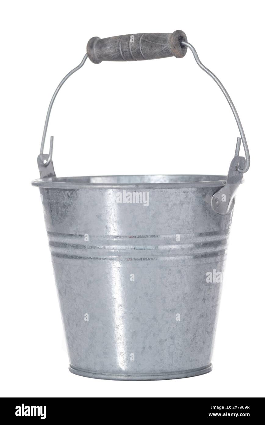 Metallic bucket isolated on white background Stock Photo - Alamy
