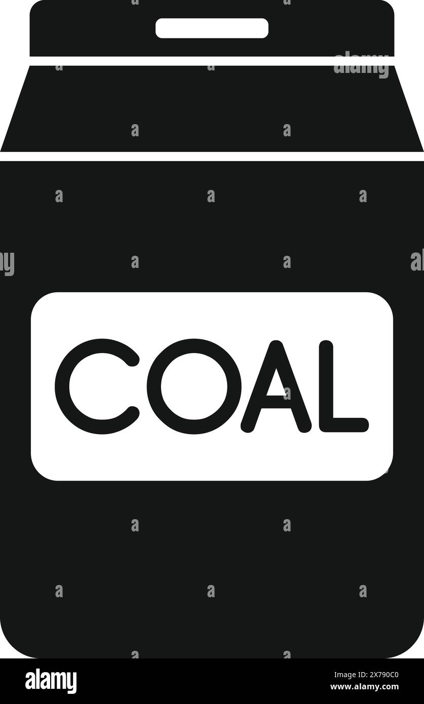 Black and white vector icon of a coal bag, simple and clean design for ...