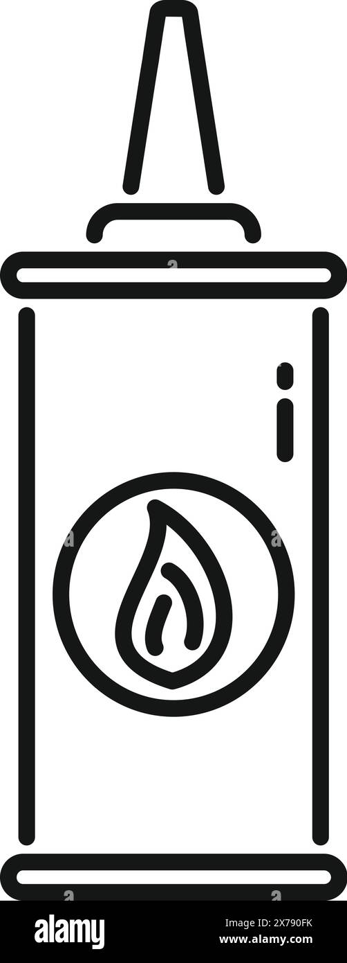 Black and white line art vector of a glue container with flame symbol ...