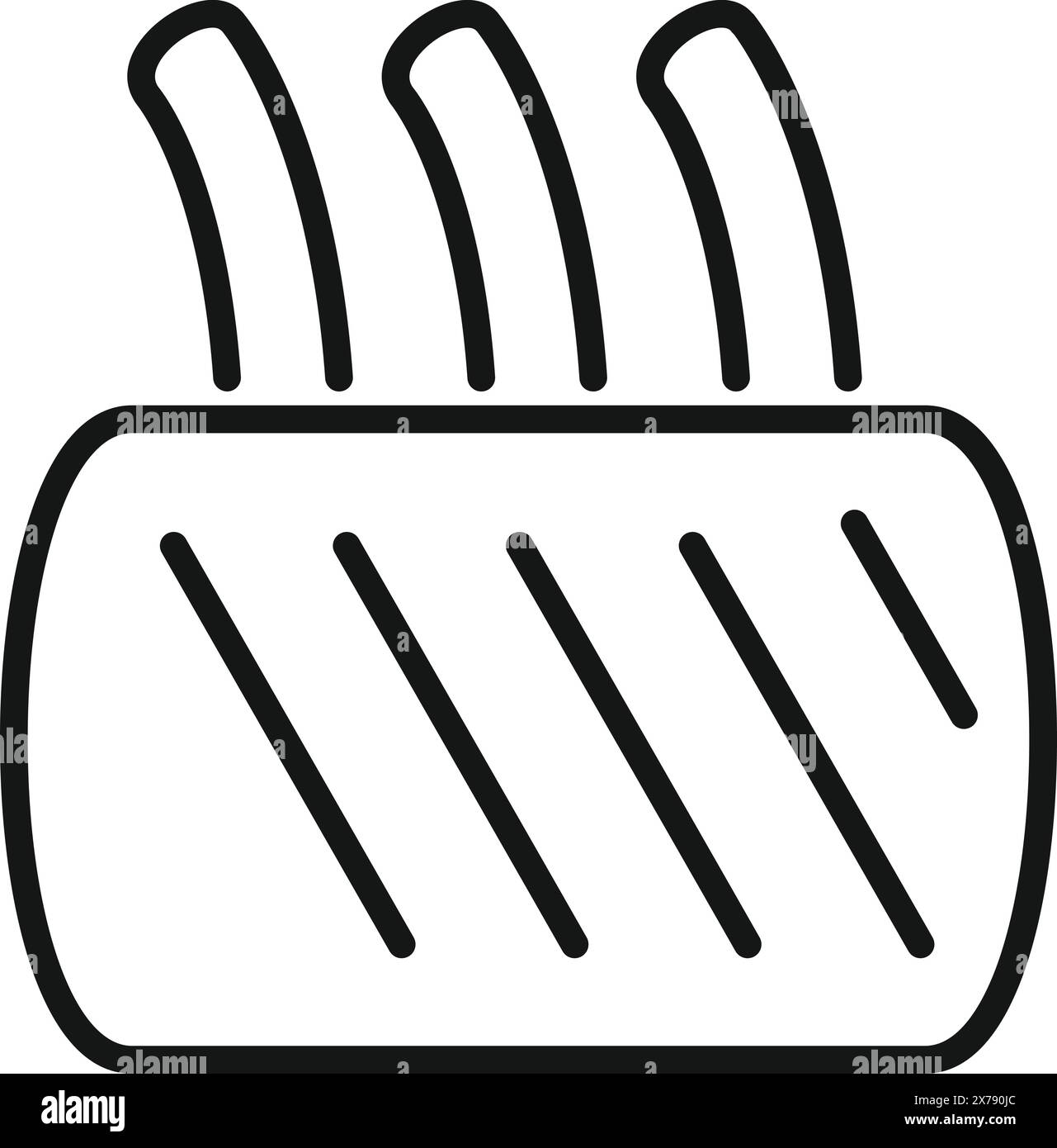 Simplistic monochrome line drawing of a french fries box, ideal for ...
