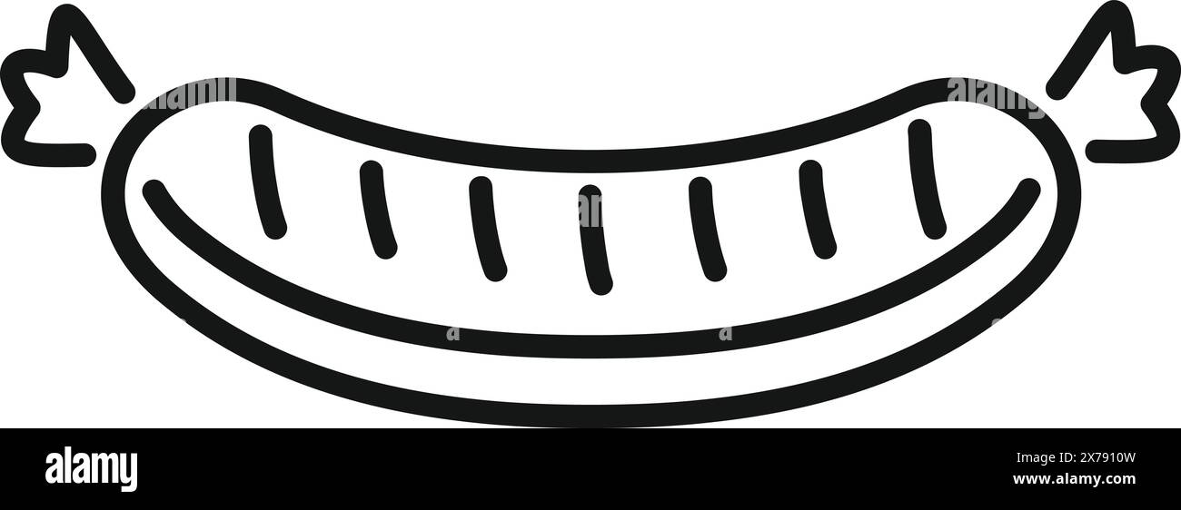 Simple black and white line drawing of a sausage, perfect for ...