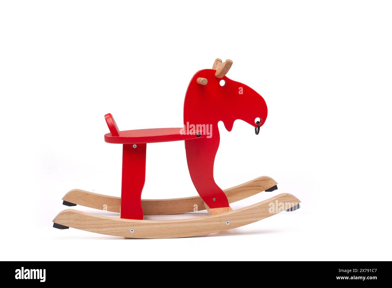 wooden rocking deer isolated on white background Stock Photo - Alamy