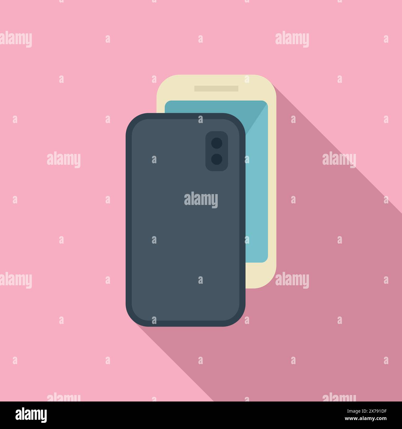 Vector graphic of two modern smartphones, one front view and one back ...