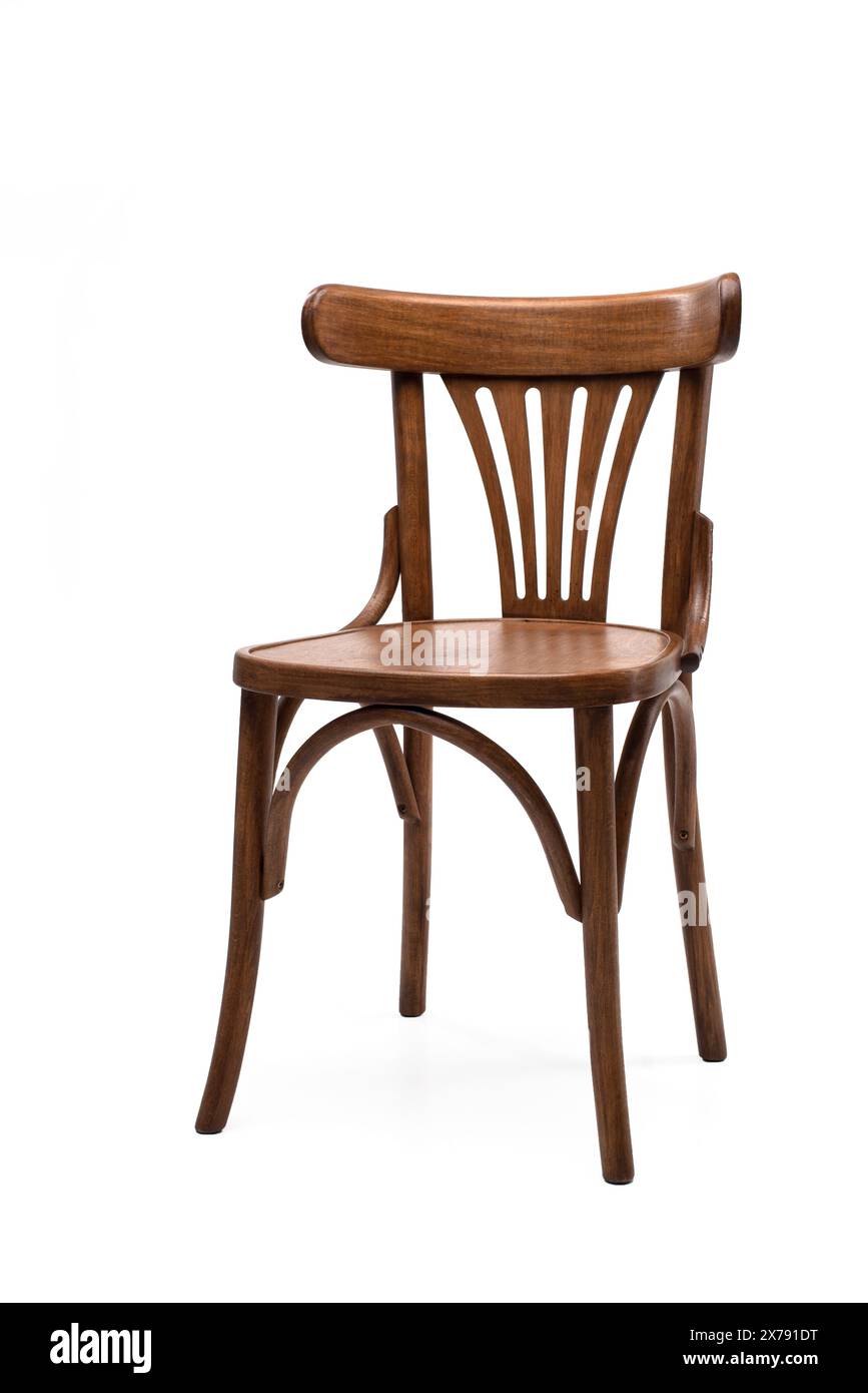 Brown bent wooden chair on a white background Stock Photo - Alamy