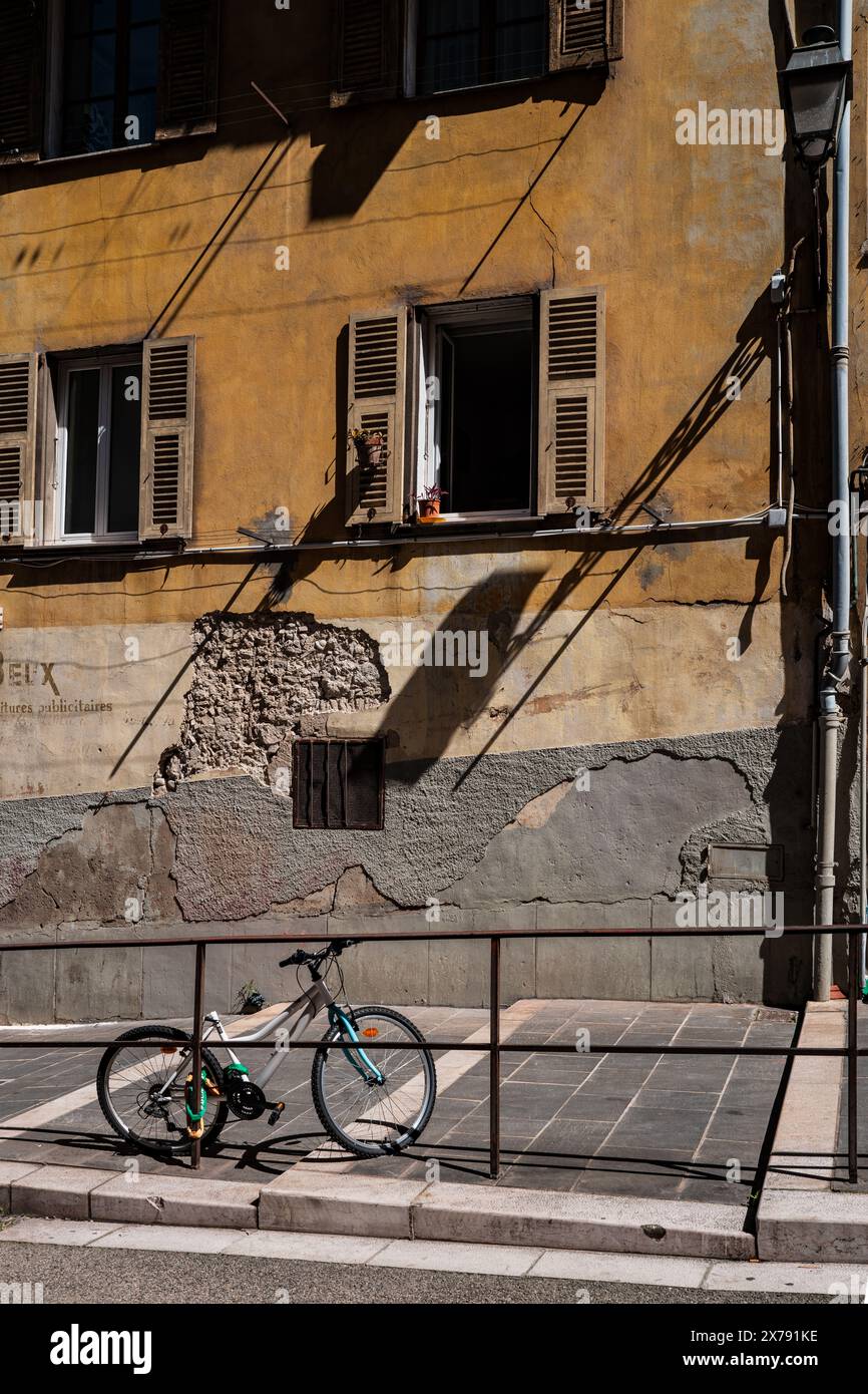 Nice, France - Bicycles in a street in the Old Town, Nice, Provence ...