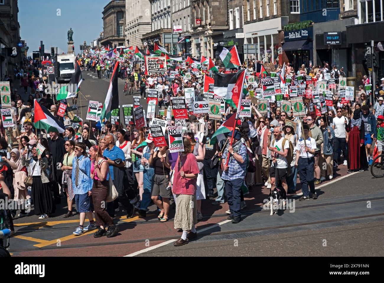 Pro Palestine supporters marching on Princes Street, Edinburgh ...