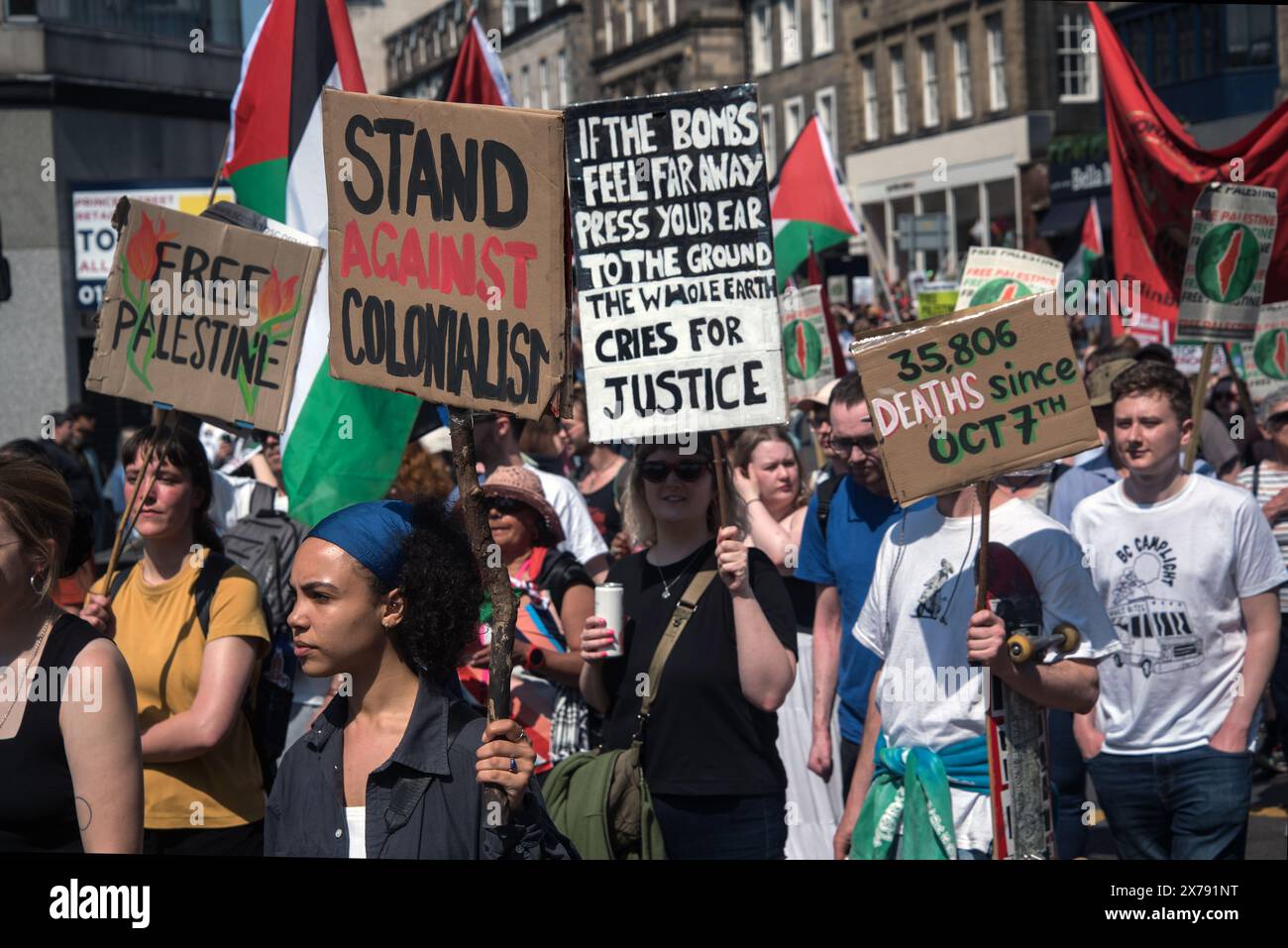 Pro Palestine supporters marching on Princes Street, Edinburgh ...