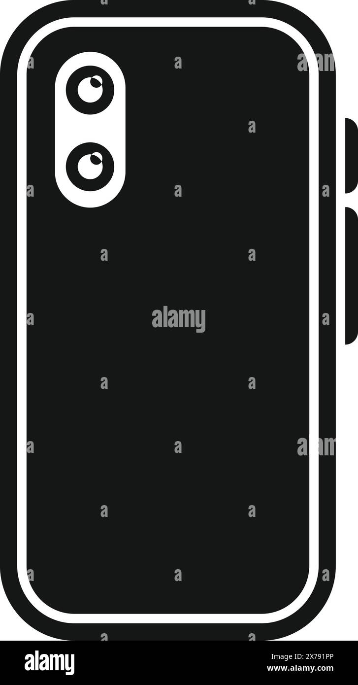 Modern black and white smartphone silhouette vector illustration with ...