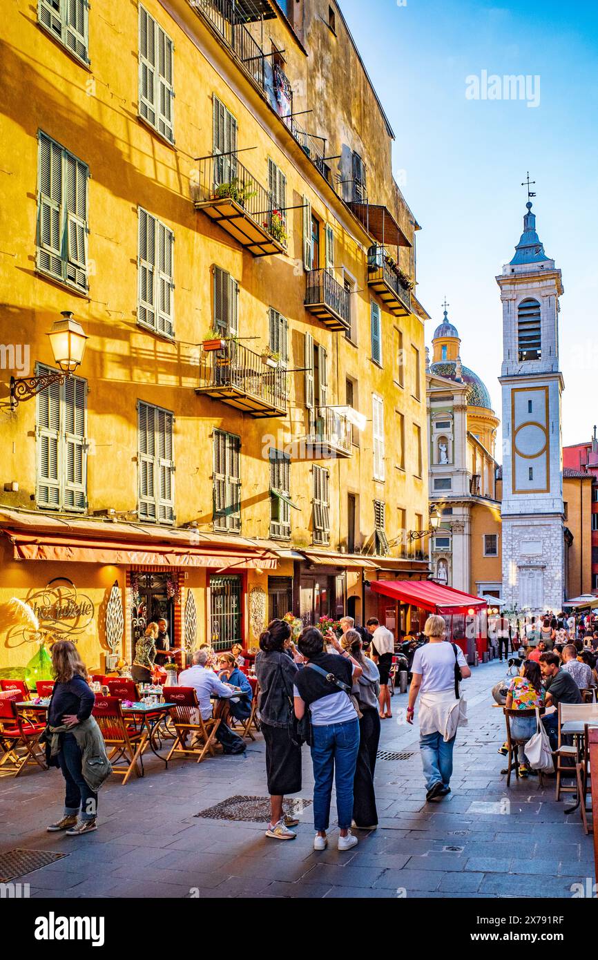 Nice, France.: Street scene in front of the Sainte-Réparate Cathedral ...