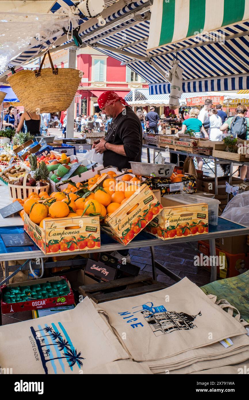 France, french riviera, Nice city, the provencal market of the Cours ...