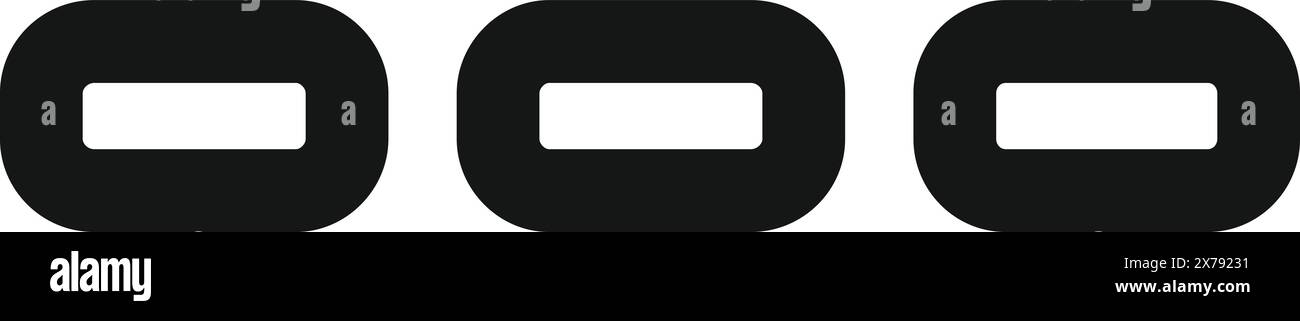 Three simple black chain link icons isolated on a white background ...