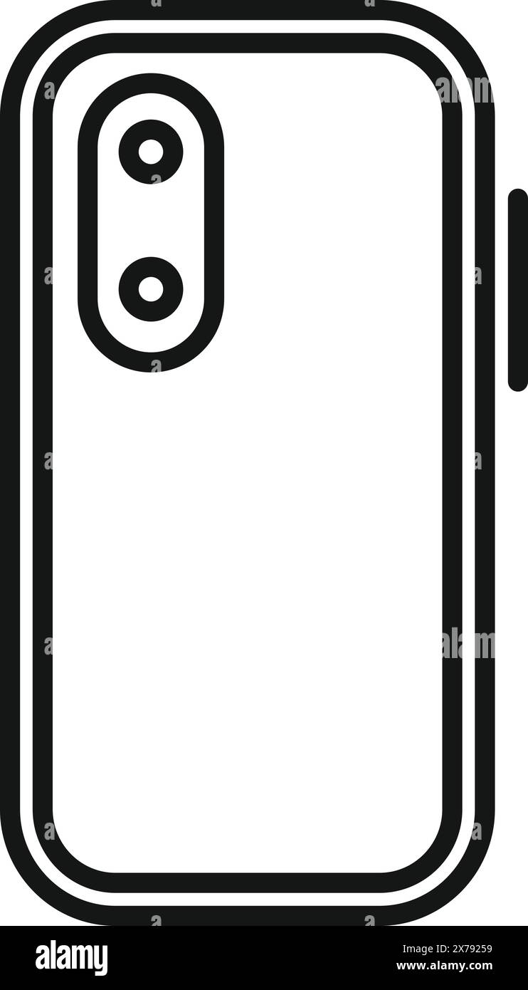 Modern black and white smartphone line art vector illustration with ...