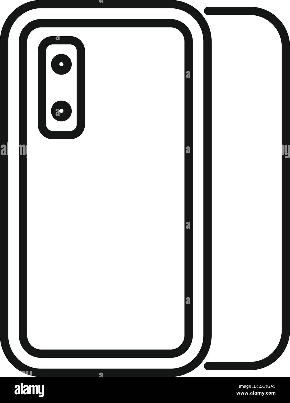 Clean, black and white vector drawing of a contemporary smartphone with ...