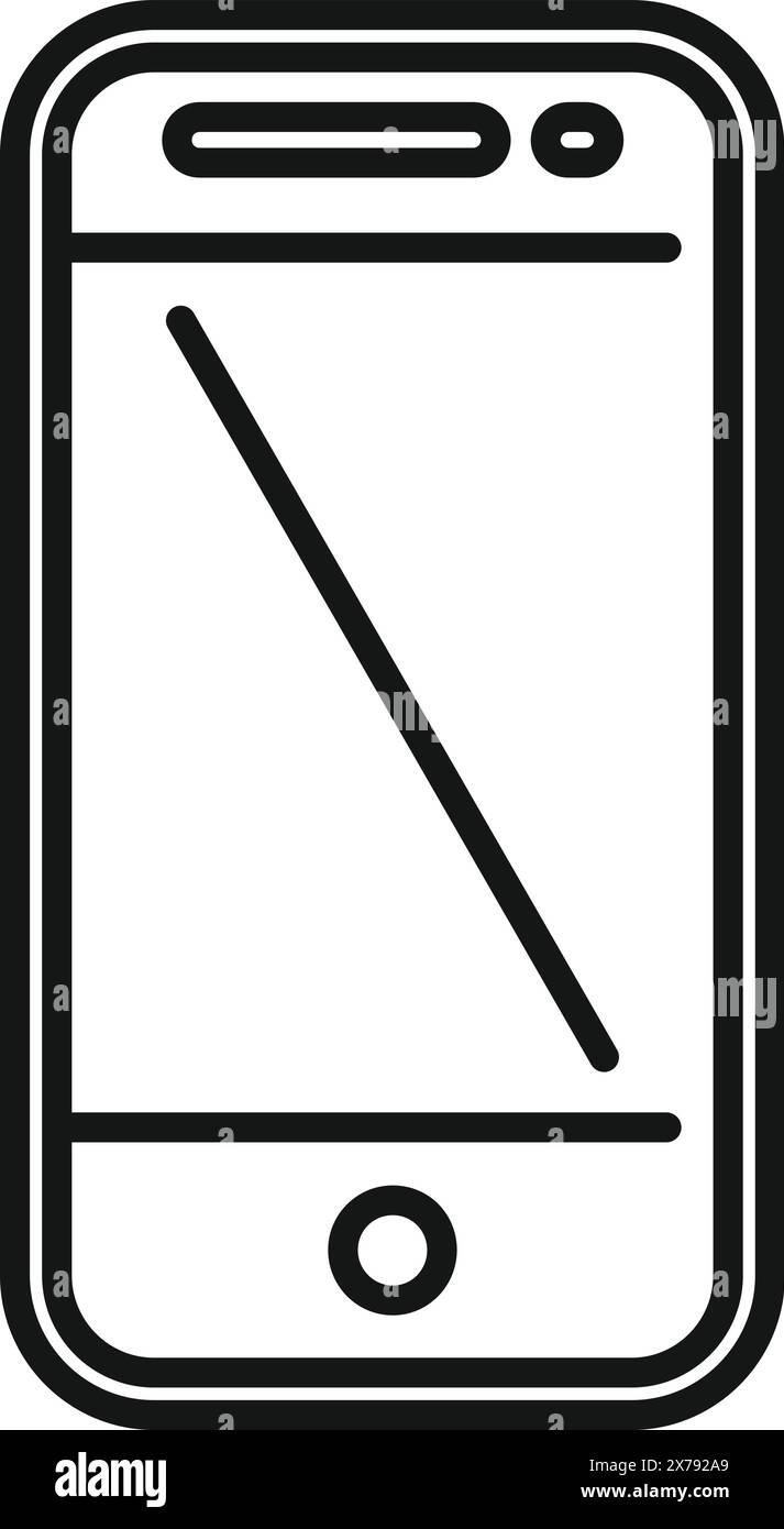 Modern black and white smartphone line icon illustration with ...