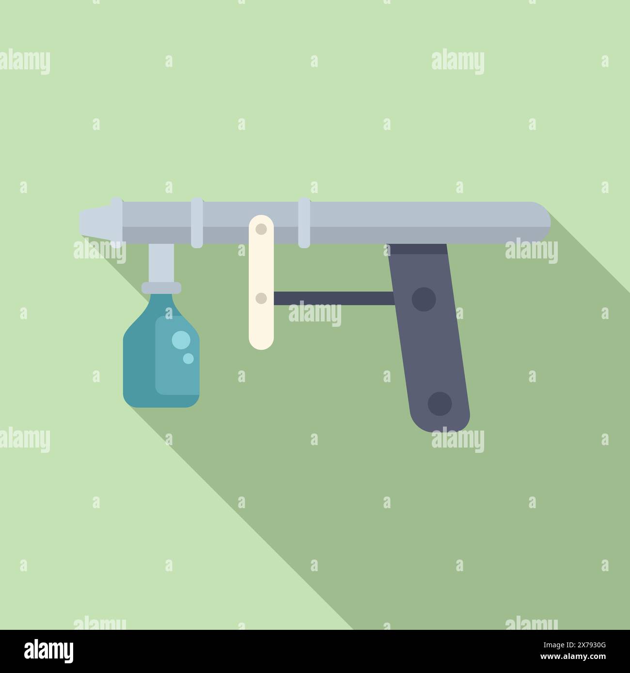 Flat design vector of a caulk gun with blue sealant tube on a green ...