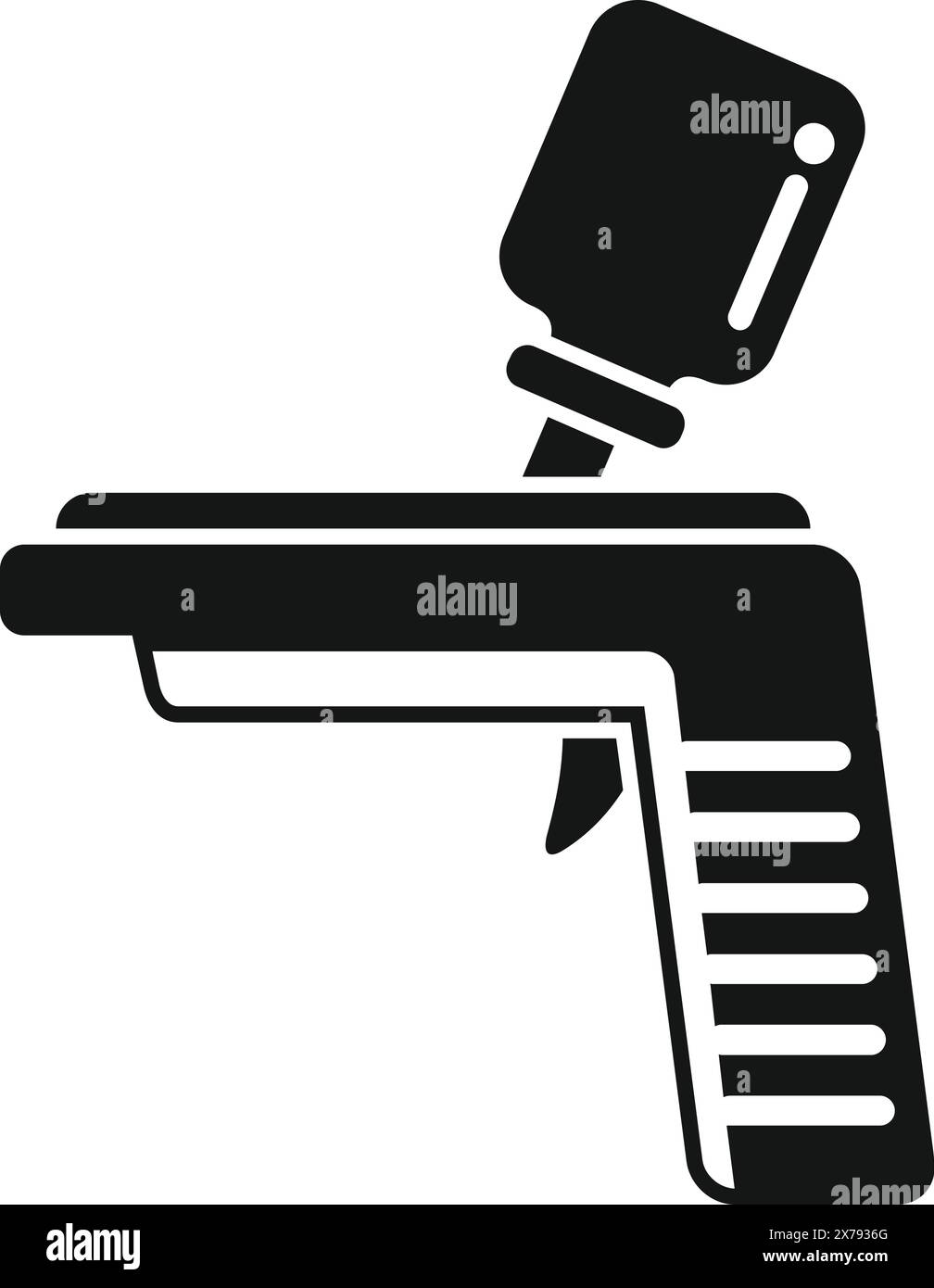 Handheld barcode scanner icon in black and white vector illustration ...