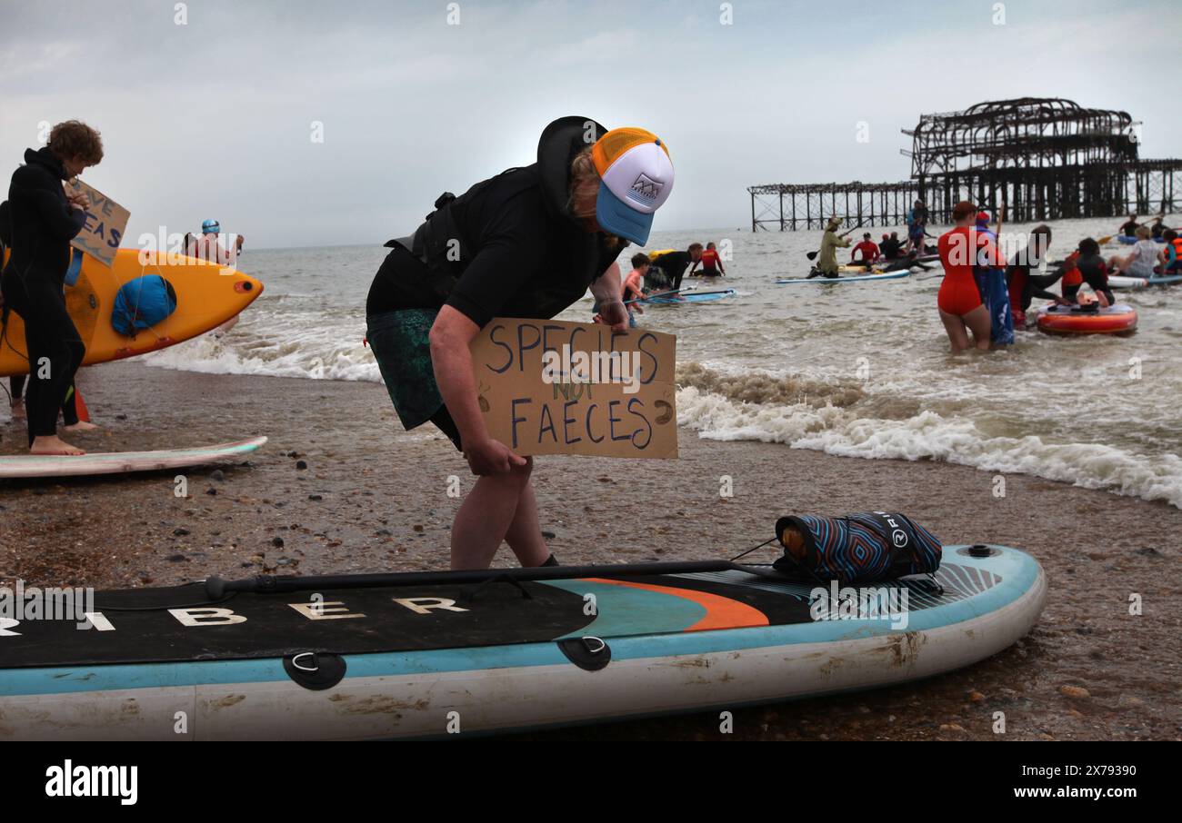 Brighton, England, UK. 18th May, 2024. Protesters take to the sea one ...