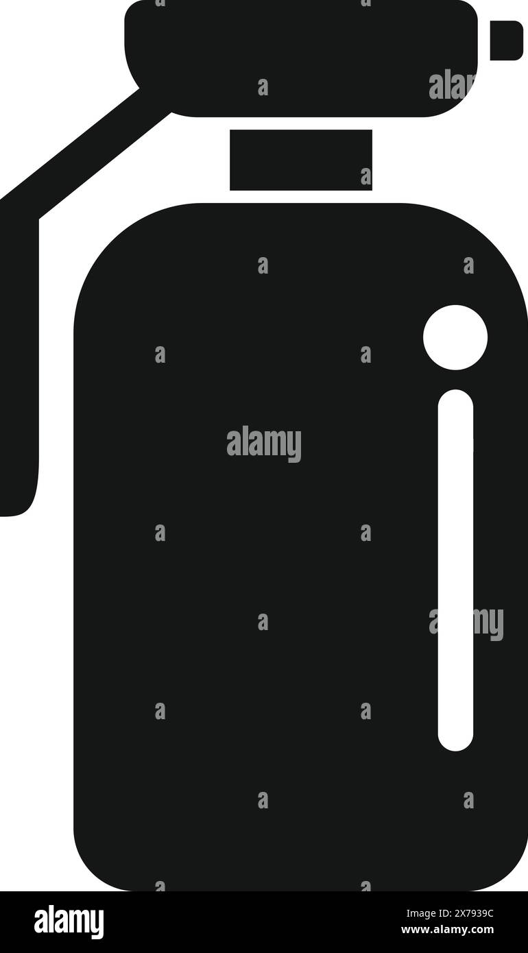 Black and white fire extinguisher icon for safety and emergency ...