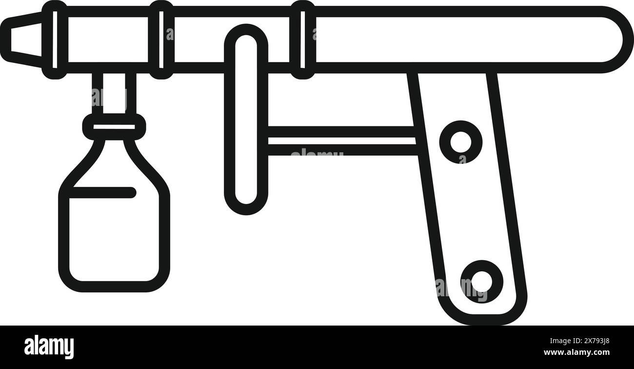 Line art vector image of a grease gun, an essential lubrication tool ...