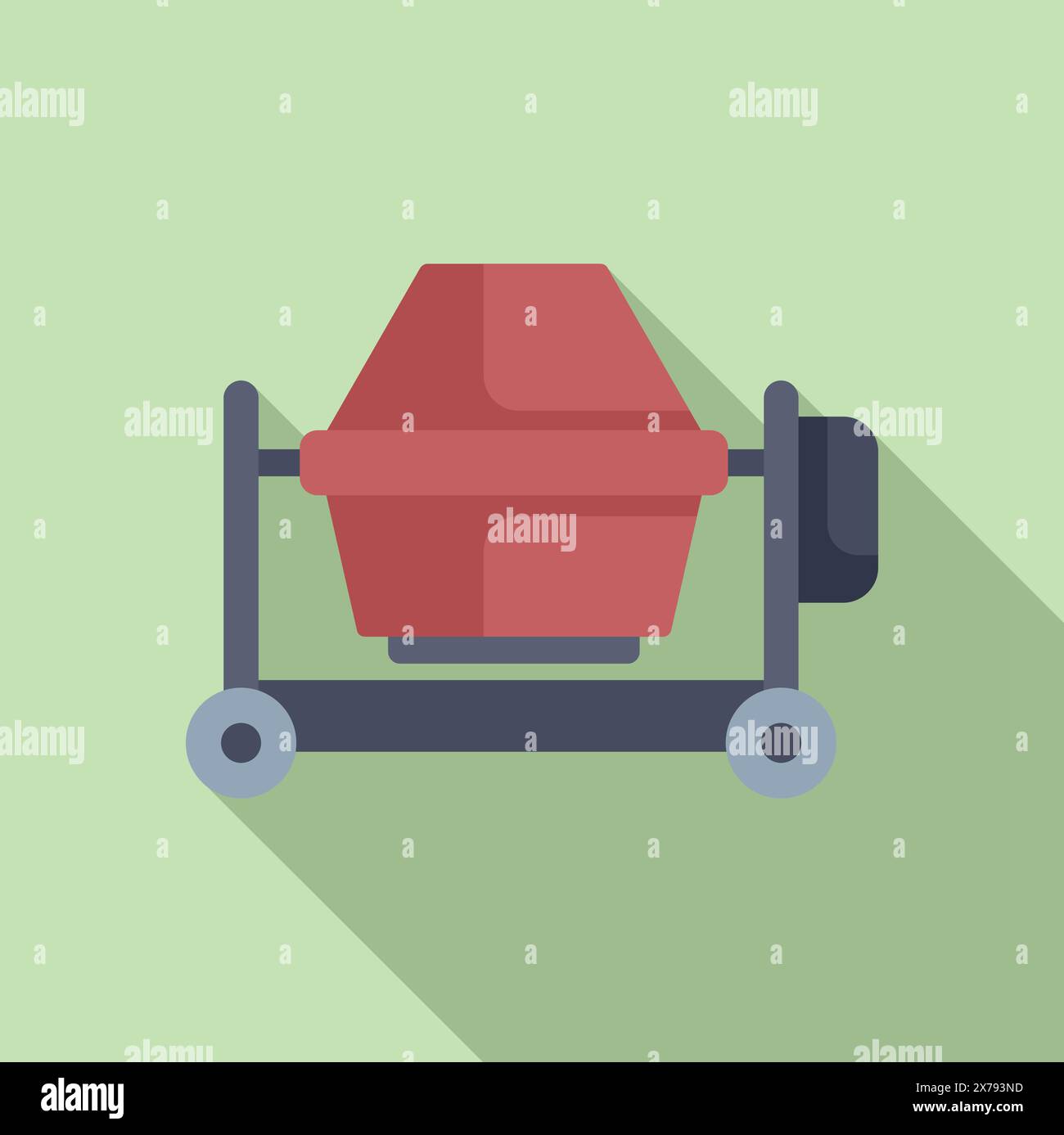 Vector graphic of a red concrete mixer in a modern flat design style ...