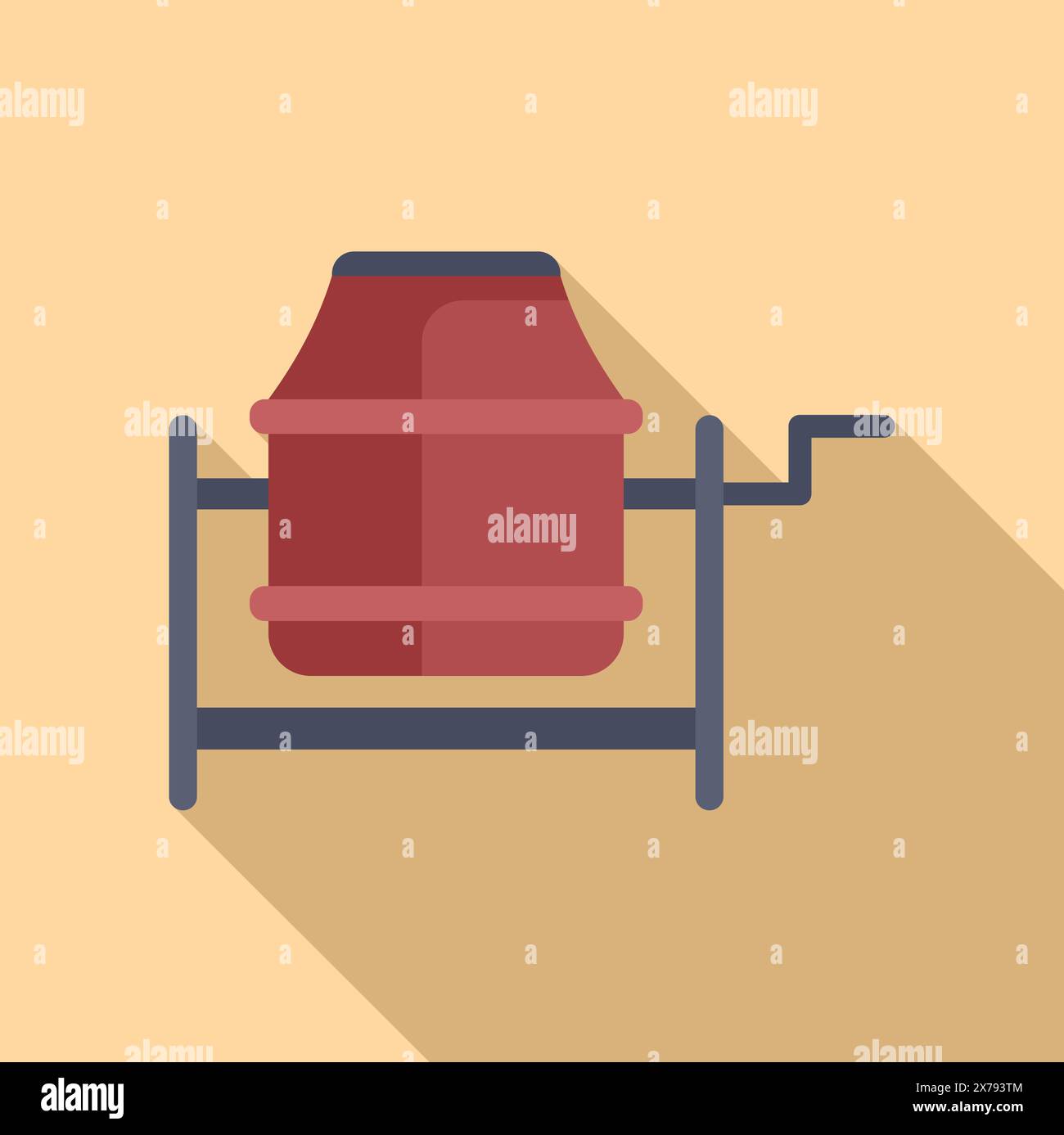 Stylized image of a red spinning wheel in flat design with a long ...