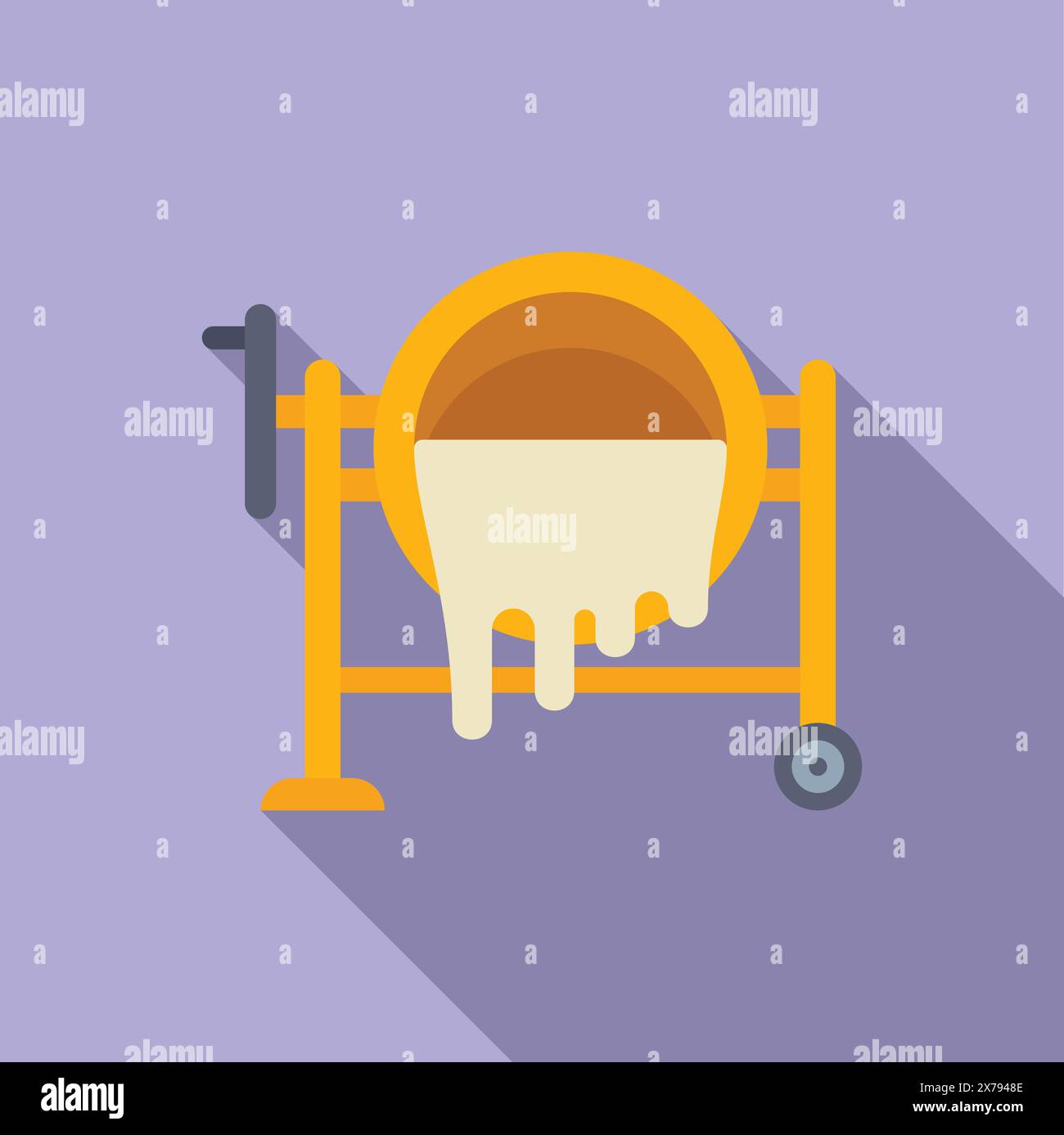 Colorful cartoon cement mixer illustration with playful purple ...